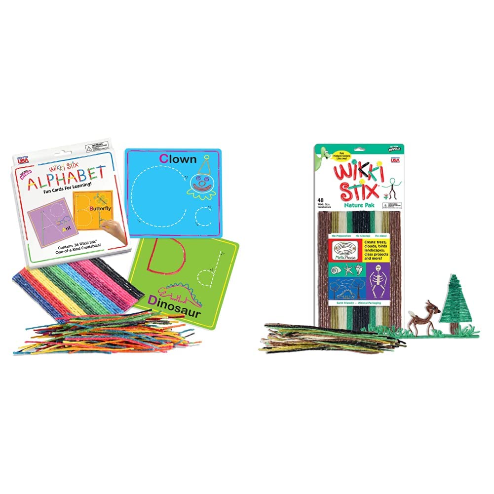 Education Toys for Kids Alphabet Cards Set, Helps with Proper Stroke Letter Formation, Supplemental Learning Tool for Kids, Educational, Engaging and Fun by Wikki Stix & Nature Pak