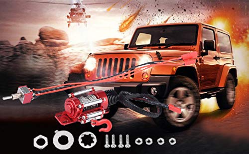 VGEBY RC Car Winch, 1:10 RC Scale Electric Metal Winch RC Model Vehicle Winch Compatible for SCX10 D90 D110 TF2 TRX4 KM2 Rc Winch Rcwinch