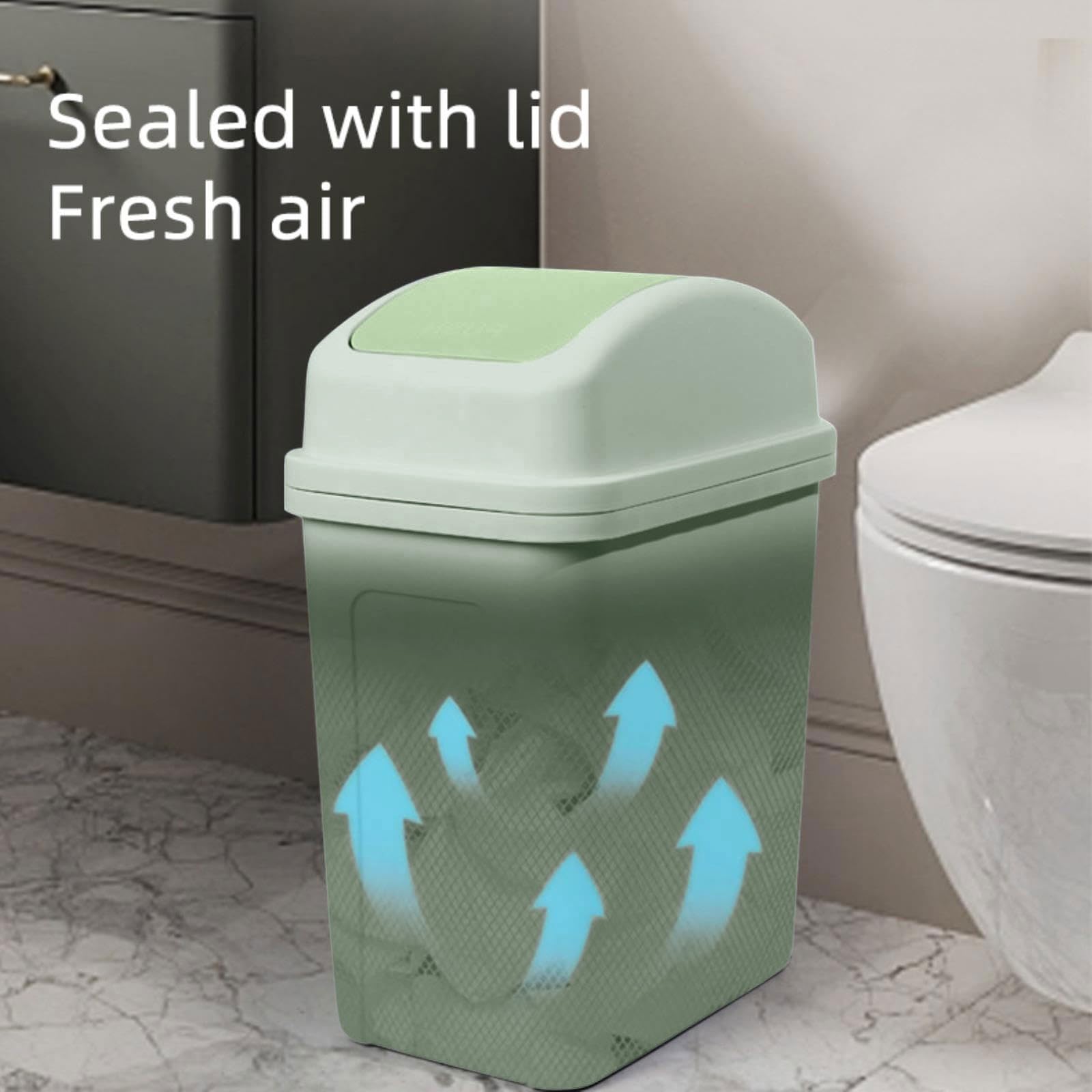 Generic 3 Gallon Kitchen Trash Can, Upgraded Plastic Swing Top Plastic Trash Can,Turn 360 Degrees Spring Loaded Lid Garbage Bin for Kitchen,Home, Bedroom, Bathroom,Office (Green)