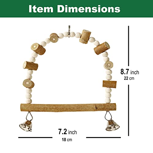 Luonfels Cockatiel Toys Wooden Perch 4 Pack, Bird Cage Natural Platform Hammock Swing Perches for Parakeets Budgie Conures Medium Parrots Hamster