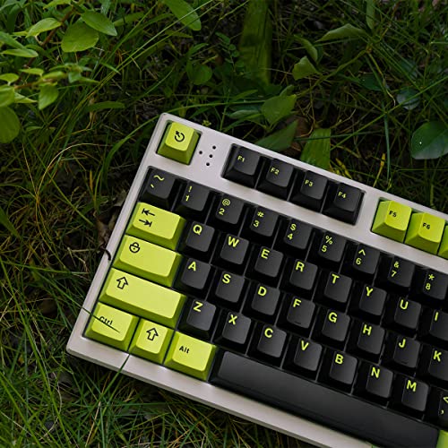 mintcaps Doubleshot Keycaps Green Black Keycaps 121 Keys Cherry Profile Custom Keycaps Set for Cherry MX Gateron Switches Mechanical Keyboards
