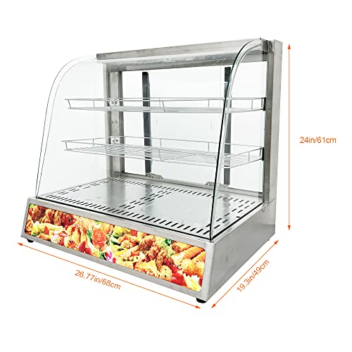 TECHTONGDA Commercial Countertop Food Display Case Electric Food Warmer Case for Pizza Dessert Food Display Cabinet 3 Tiers 700W
