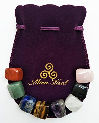 Chakra Stones Set of 7+1, Protection Crystals for Chakra Balancing, Healing Crystals and Stones for Crystal Therapy, Meditation & Reiki, Tumbled & Polished