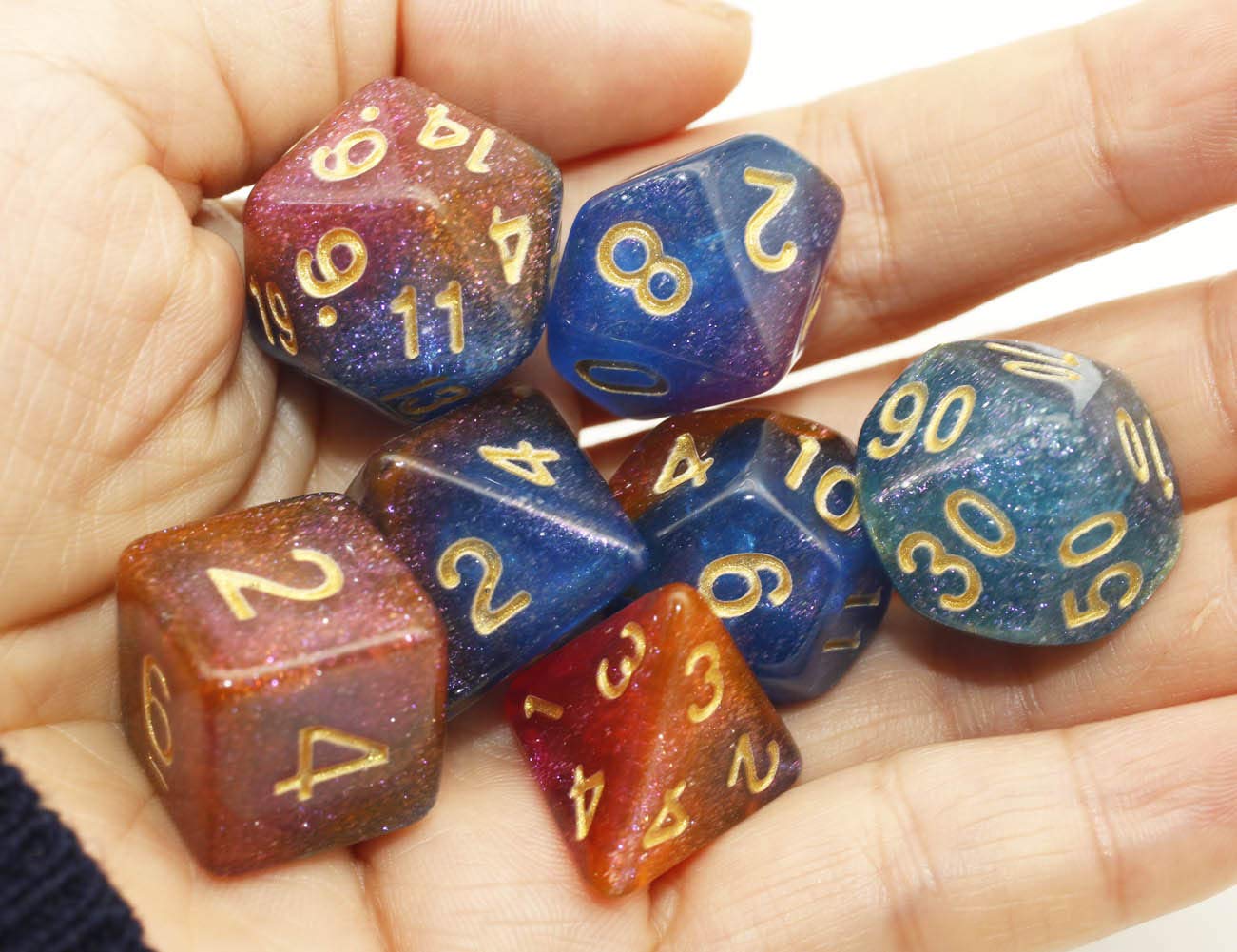 Polyhedral DND Dice Set Dice for Dungeons and Dragons, Pathfinder, D&D, RPG, MTG,7-Die Set Role Playing Games Dice…