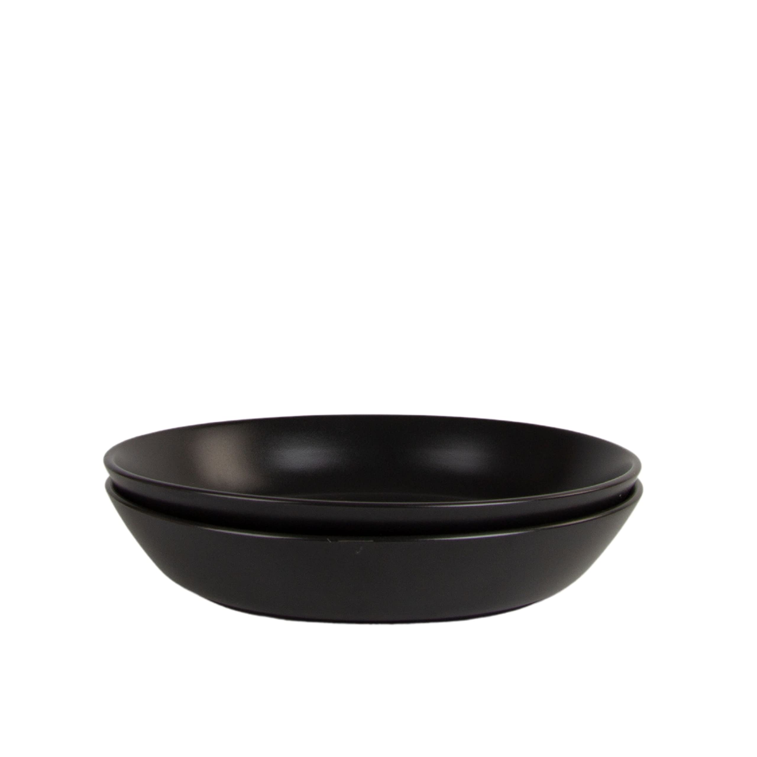 Double Line 9.5"/36 oz Dinner Bowl, Set of 2, Matte Black