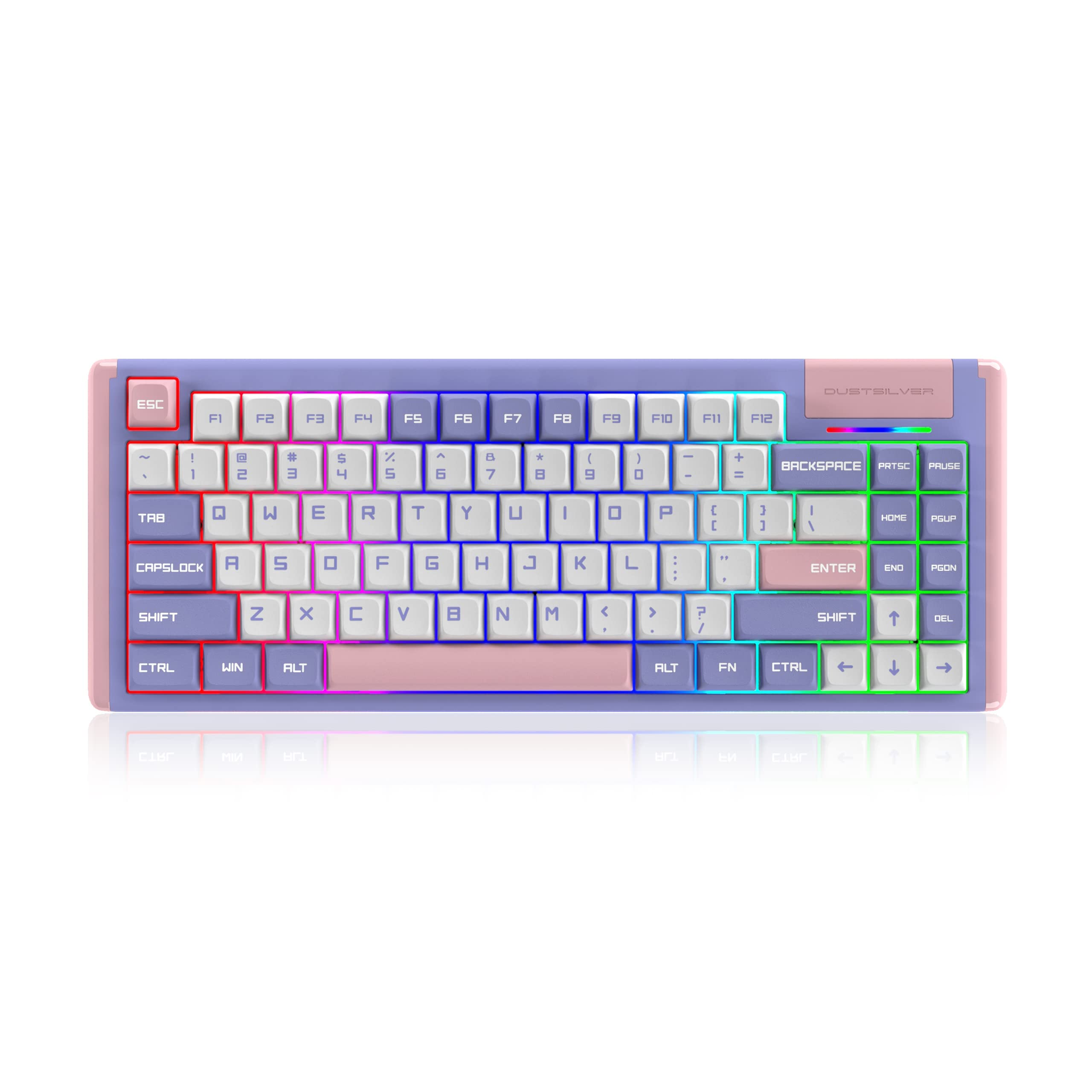 DUSTSILVER Wireless Mechanical Keyboard Bluetooth 5.0/2.4G/USB 3 Connections 84 Keys Hot-swappable Red Switch RGB Backlit Macro Keyboard for Mac ipad Laptop Programmers Office Work