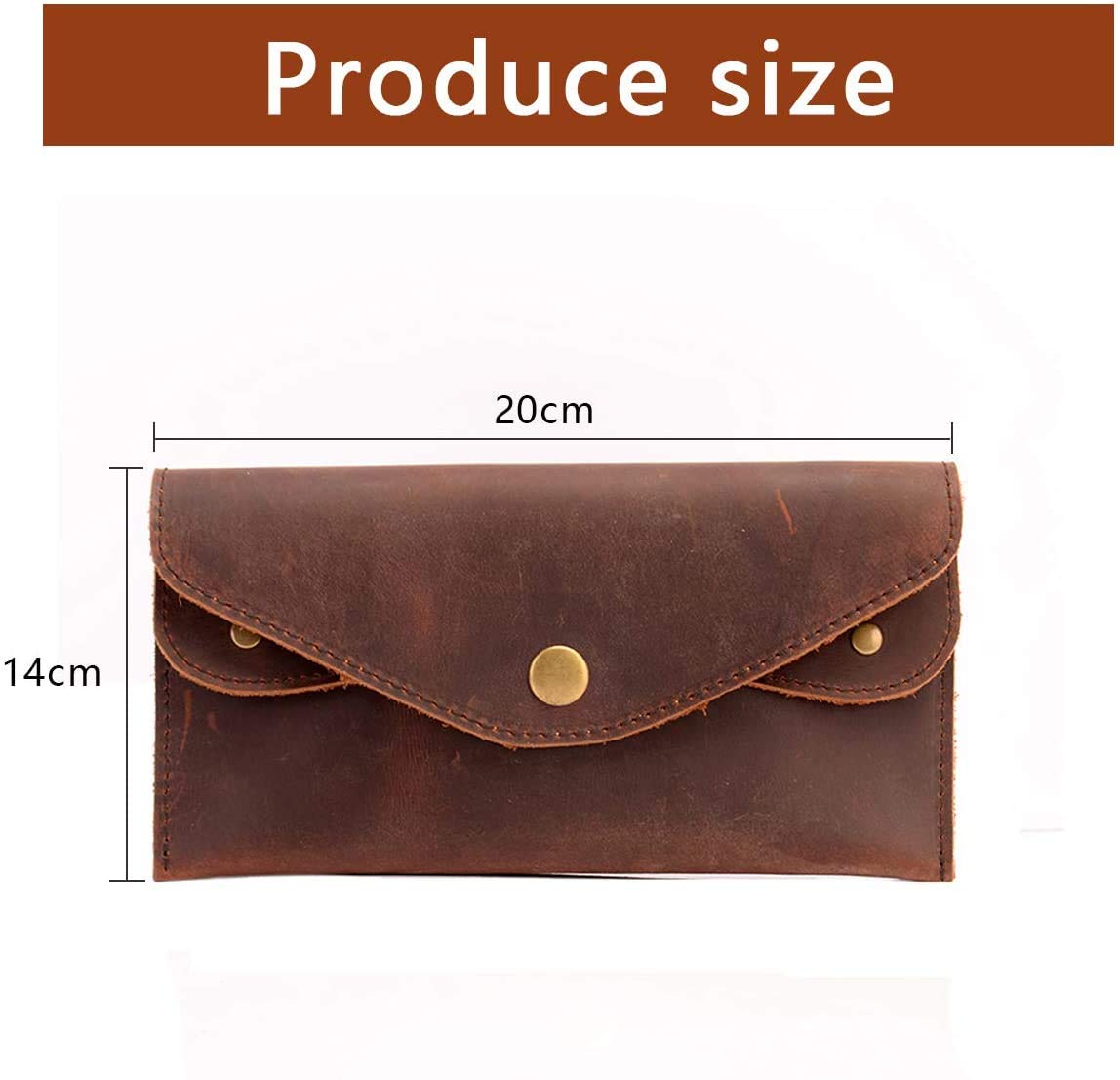 Vintage Men's Wristlet Handbags,Hand-Made Large-Capacity Leather Clutch,Ultra-Thin Wallet