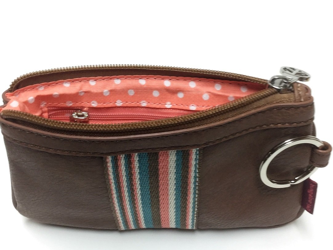 Bungalow360 Original Vegan Leather Striped Mini-Pouch (Nutmeg)