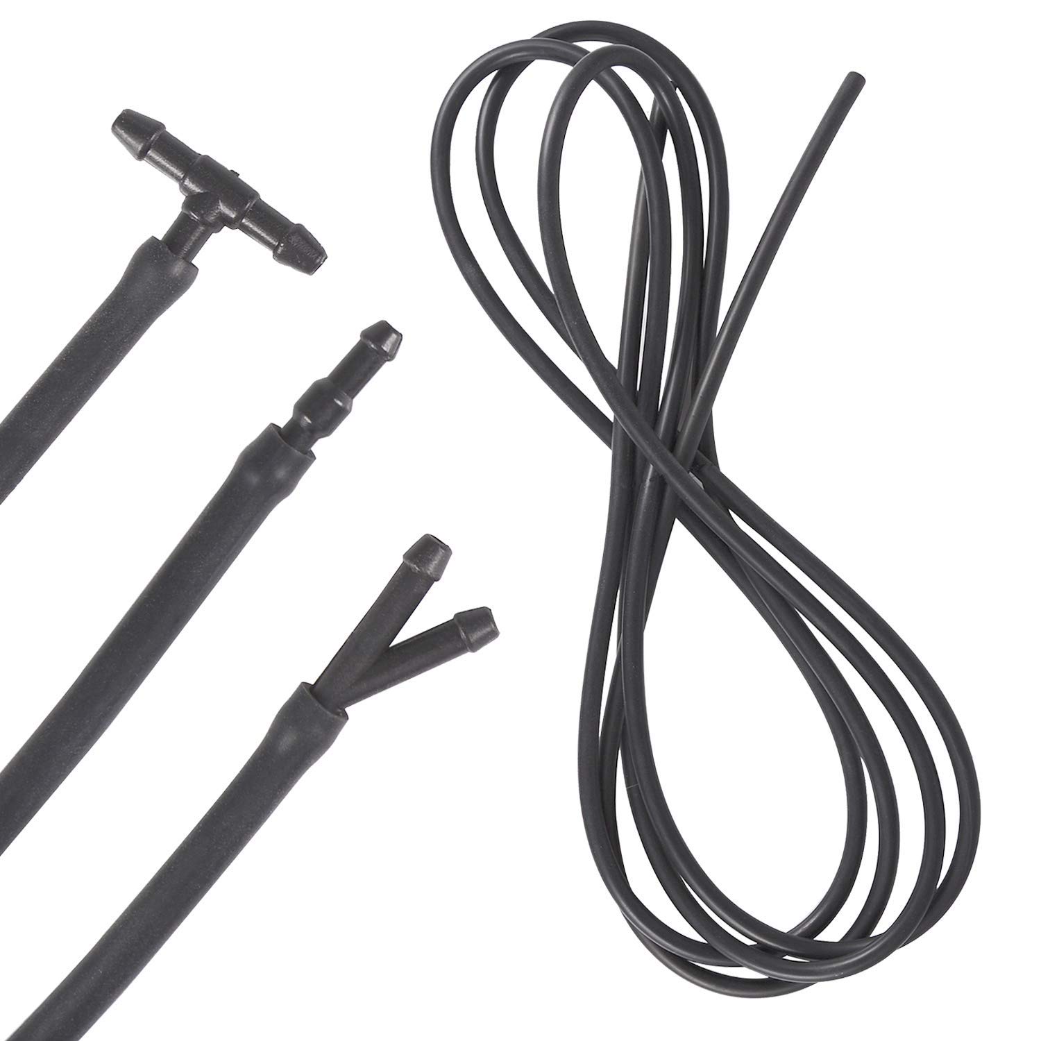 CPWUFIYD Windshield Washer Nozzle Hose Kit, Universal 3 Meters Washer Fluid Hose with 3 Pcs Hose Connectors Suitable for Most Windshield Washer Nozzle Installation