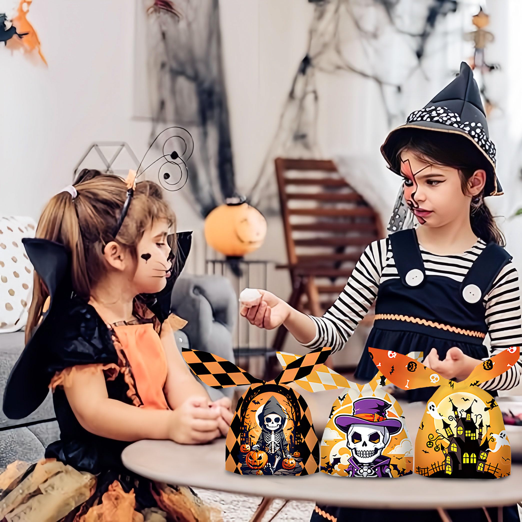 FTWONLIVE Halloween Treat Bags (12 Patterns With, 200 Pieces), Halloween Candy Bags for Trick or Treating, Halloween Candy Bag Party Supplies: Halloween Candy Bag