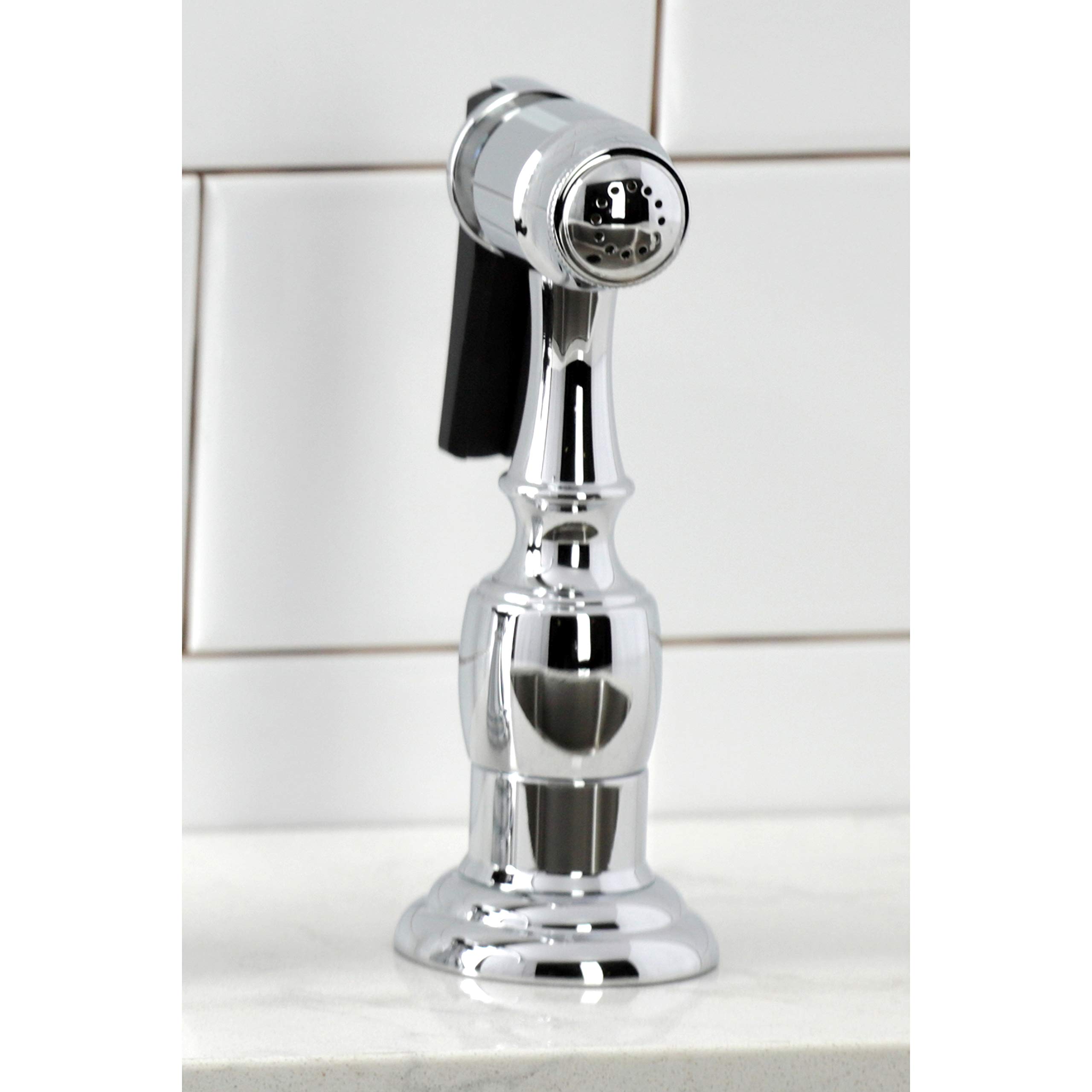 Kingston Brass KS2791PKLBS Duchess Widespread Kitchen Faucet with Brass Sprayer, Polished Chrome