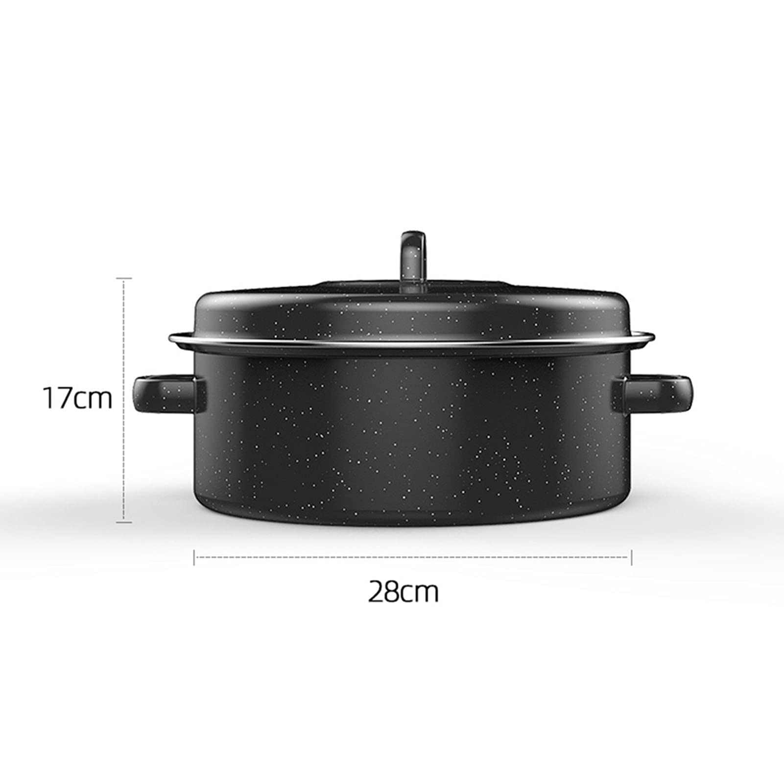 Enamel Oval Roaster, Oval Self Basting Roaster Roasting Pan with Bottom Add Water Design, for Family Kitchen