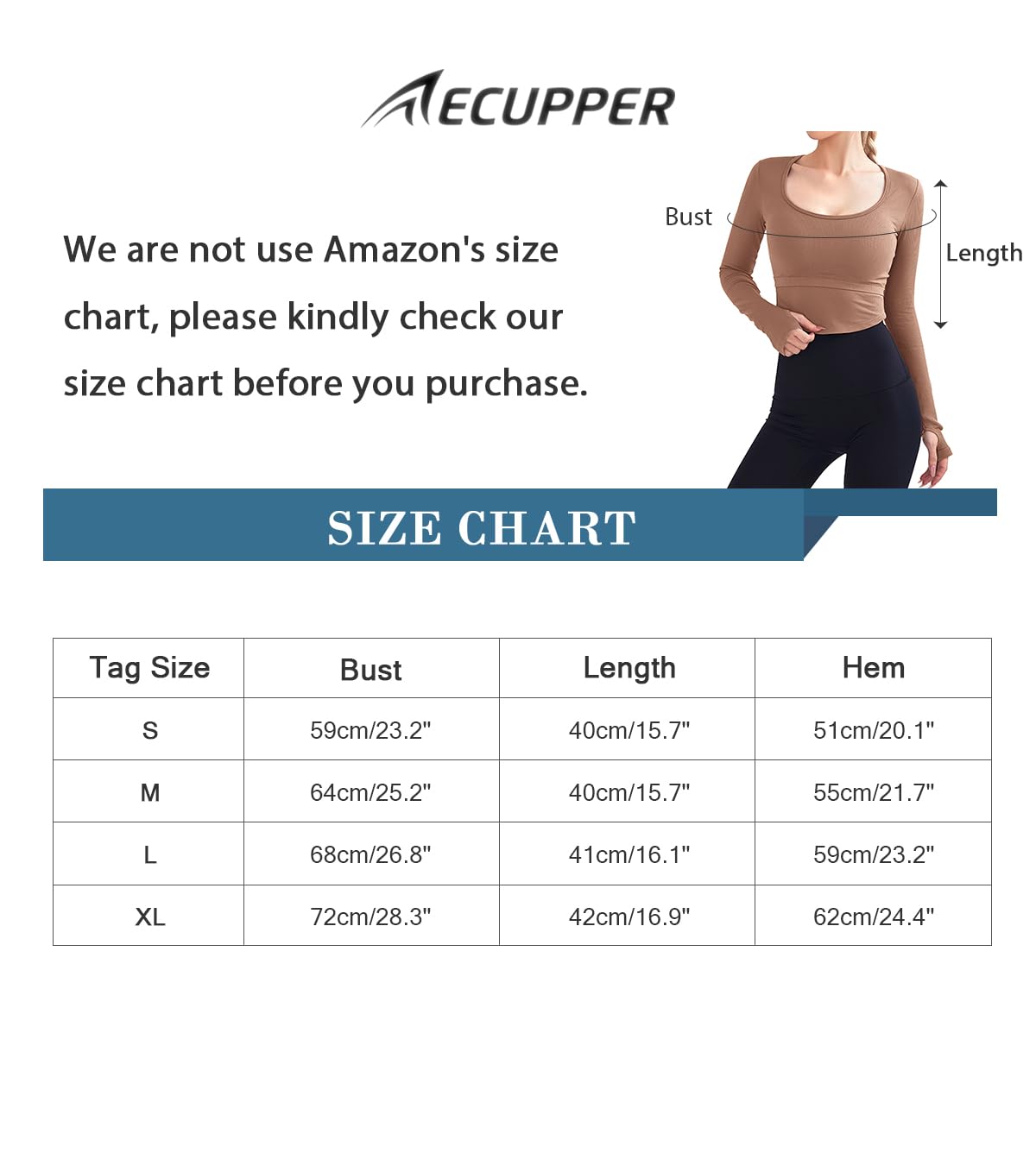 ECUPPER Womens Long Sleeve Workout Crop Tops Built in Bra Seamless Athletic Shirts Compression Yoga Gym Top with Thumb Holes Camel