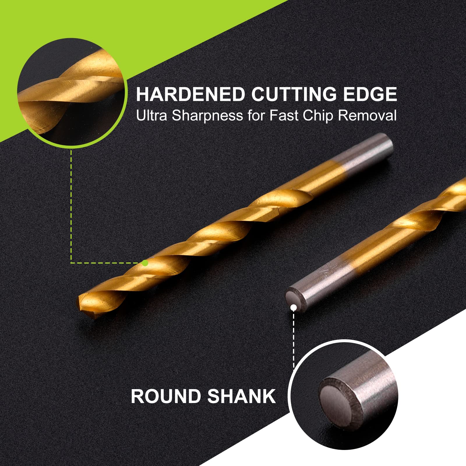 COMOWARE 100 Pcs Titanium Drill Bit Set - High Speed Steel for Steel, Wood, Plastic, Metal, Copper, Aluminum Alloy with Storage Case, 3/64"-3/8"