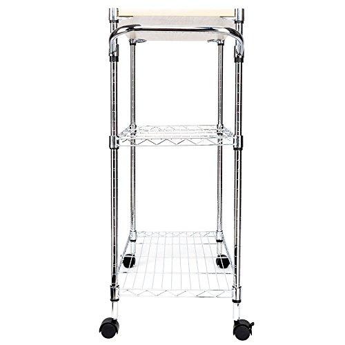 MENGK 3-Tier Rolling Kitchen Storage Trolley Cart - Steel Island Movable Utility Service with Drawer and Lower Basket