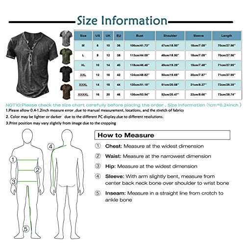 Mens Distressed Henley Shirts,Spring Summer Vintage Short Sleeve Washed T-ShirtsCasual Retro Button Up Plain Tee Shirts Premium Lightweight Tops for Men(D-Black,X-Large)