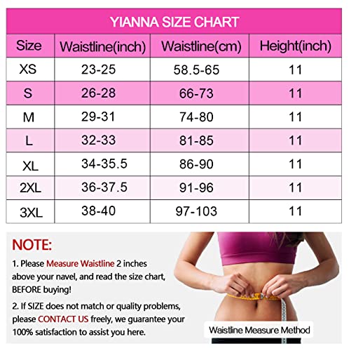 YIANNA Latex Waist Trainer for Women Tummy Control Jsculpt Double Sweat Trimmer Belt Workout Training Sport Girdle, YA2225-Black-S