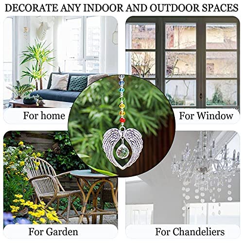 H&D HYALINE & DORA Crystal Angel Wing Pendant with Crystal Ball Hangings Suncatcher for Home Window Decor