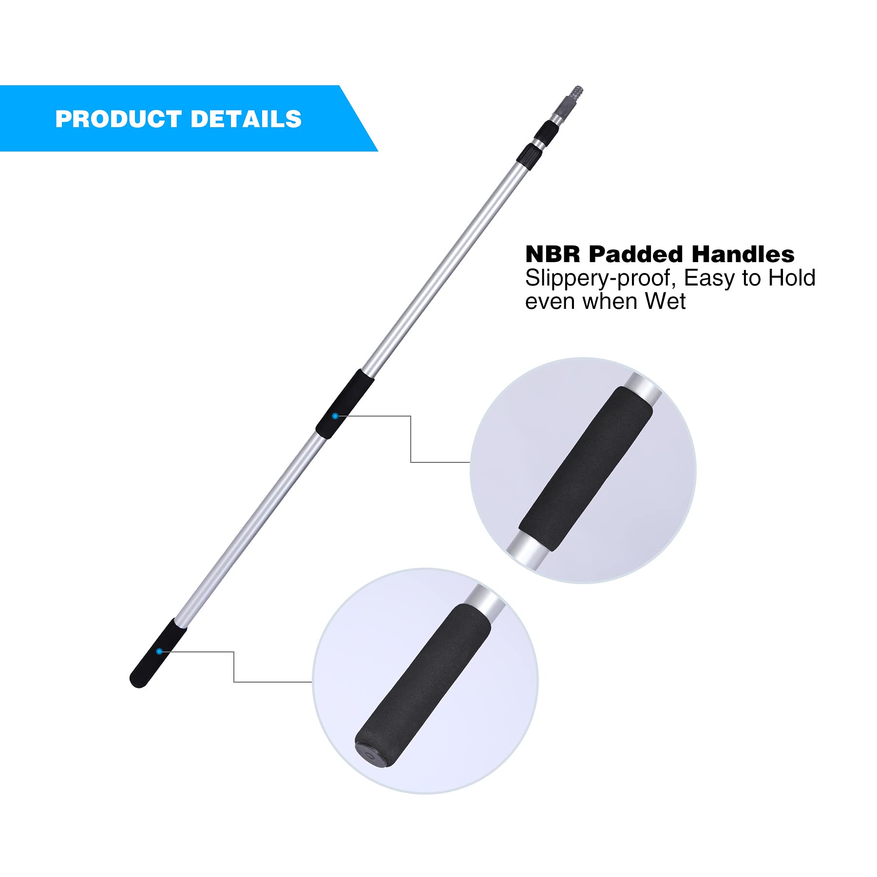 Lineslife 12ft Extension Pole for High Ceilings, Lightweight Durable Aluminum Alloy Telescopic Pole for Window Cleaning Paint Roller (Pole Only)