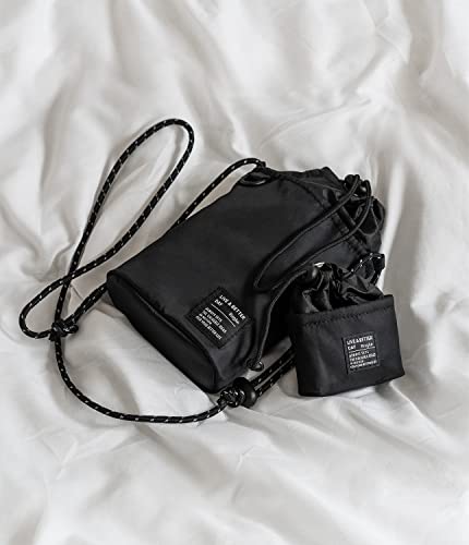 Ringke Mini Pouch [Bucket Bag] with O Ring Carabiner, Nylon Carrying Pouch Small Bag for AirPods, Galaxy Buds, Earphones, Cards, ID - Black