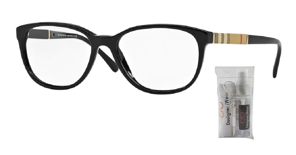 BURBERRY BE2172 3001 52M Black Square Eyeglasses For Men For Women+ BUNDLE With Designer iWear Eyewear Kit