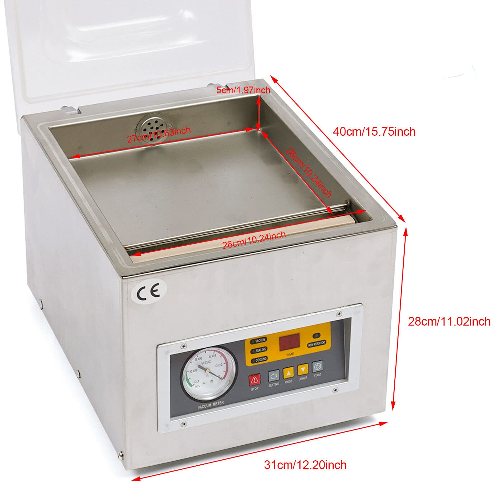 Chamber Vacuum Sealer , 120W Kitchen Food Chamber Vacuum Sealer, 110V Packaging Machine Sealer for Food Saver Home Commercial Using