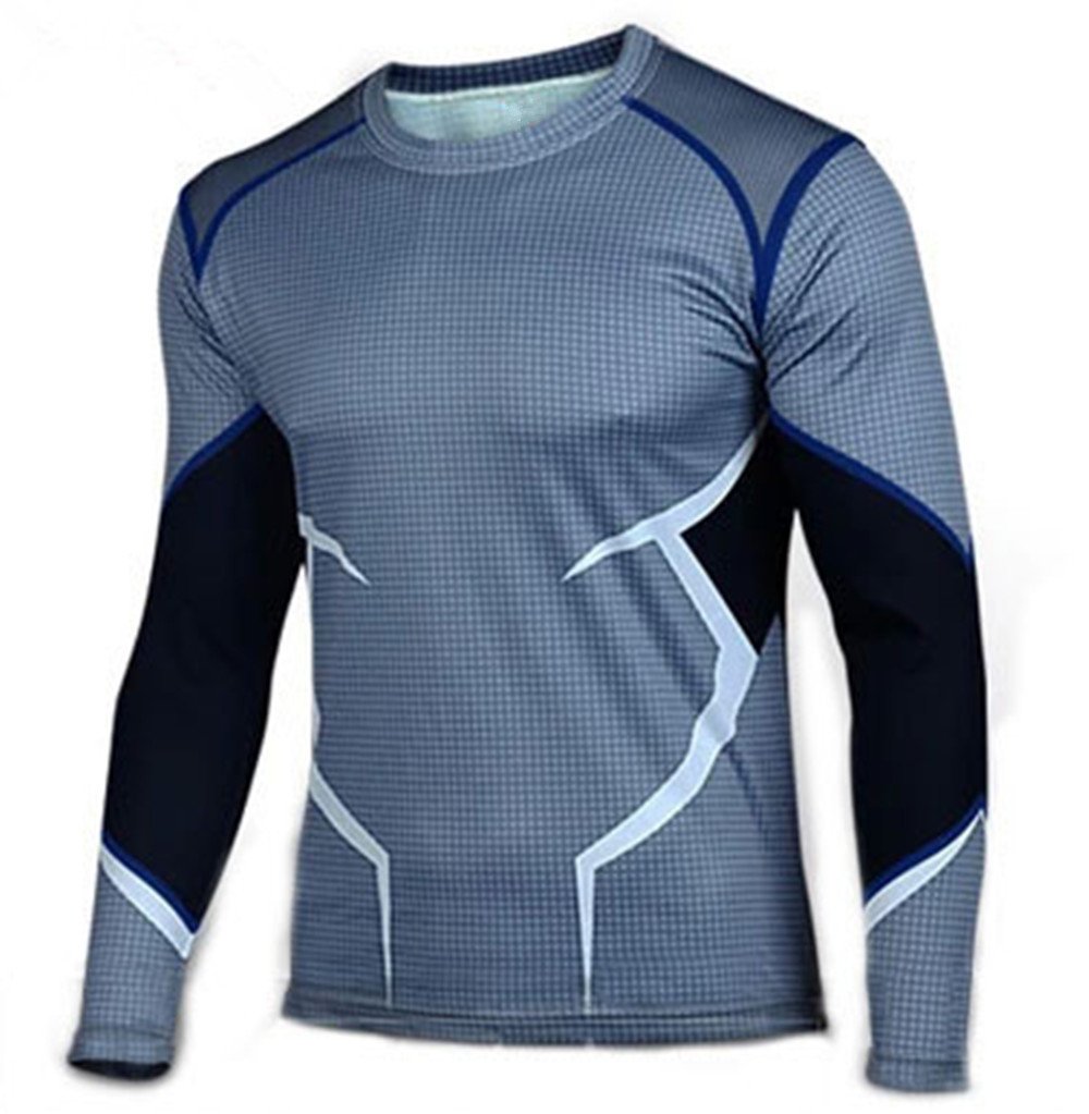 Carin Men's Quicksilver Long Sleeve T-Shirt Sports Tight Compression Tee