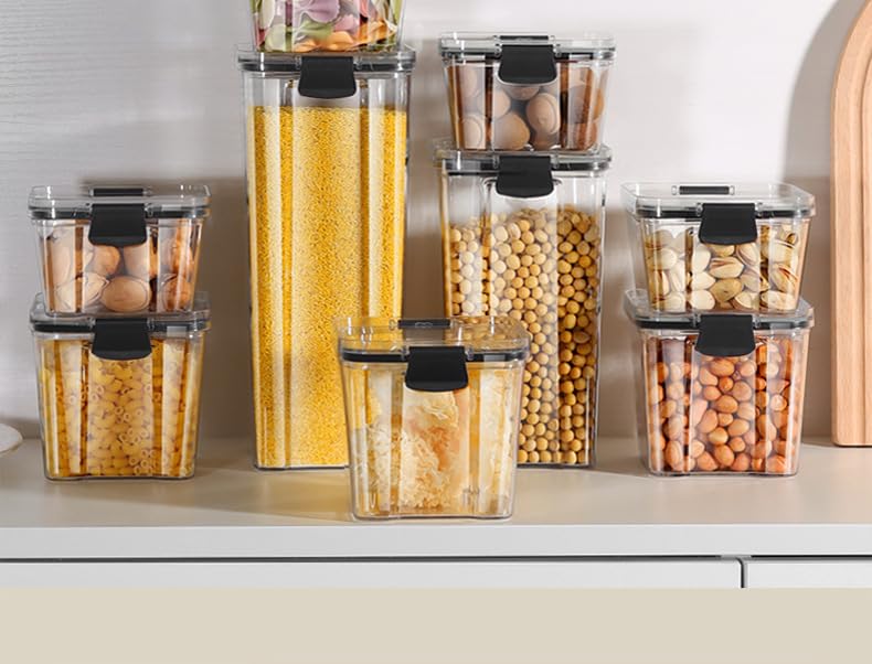 TeoYes Home Storage Jars Clear Multifunctional Airtight Damp-proof Storage Jars with Lids Kitchen Storage Tank (C1,460ML)