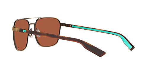 Costa Del Mar Mens Wader Rectangular Sunglasses, Antique Gold/Green Mirrored Polarized-580G, 58 mm