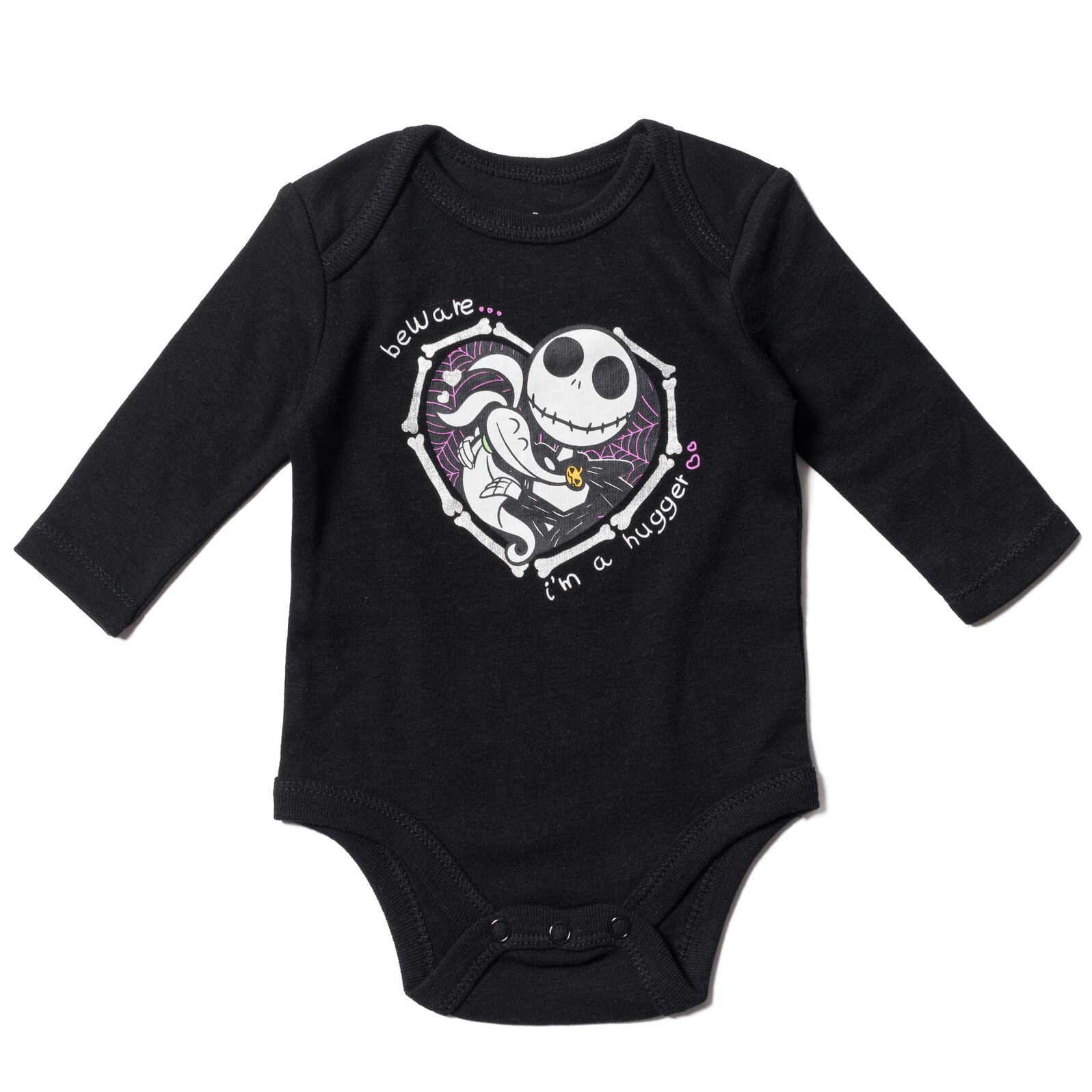 Disney Nightmare Before Christmas Jack Skellington Sally Zero Newborn Baby Girls 3 Pack Cuddly Bodysuits Black/Purple 0-3 Months