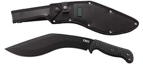 CRKT KUK Fixed Blade Knife: Carbon Steel Knife with Full Tang Kukri Recurved Blade, Injection Molded Handle, and Polyester Sheath 2742