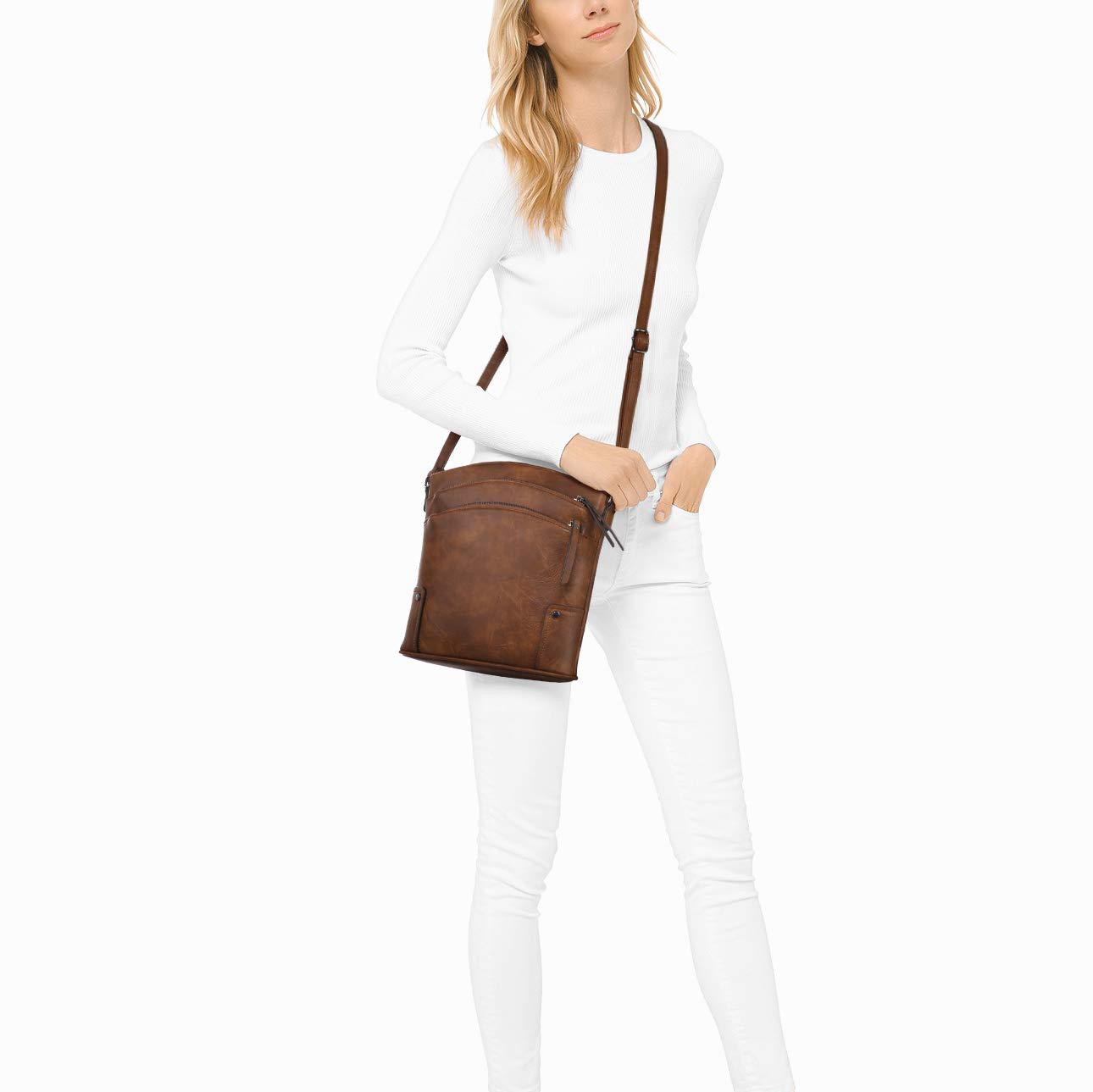 VONMAY Crossbody Bags for Women Purses Handbags Multi Pockets Shoulder Bag (Coffee)