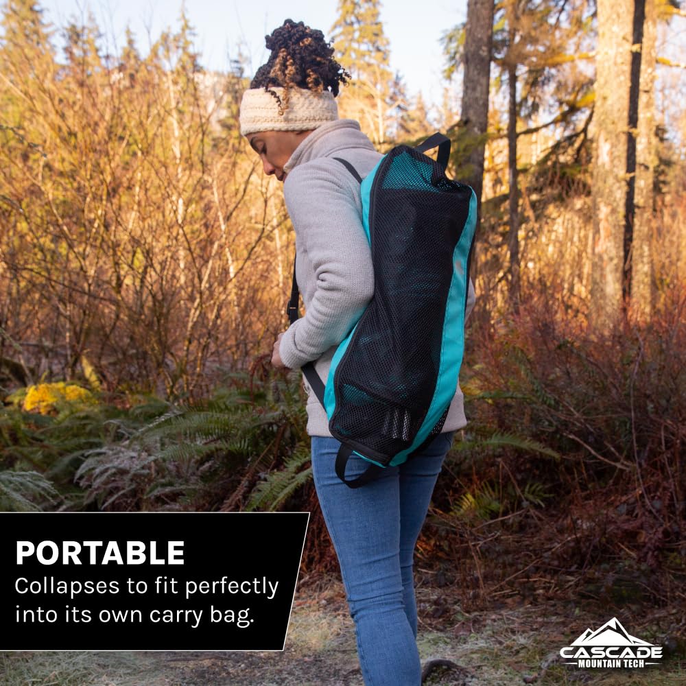 Cascade Mountain Tech Sling Camp Chair with Adjustable Height - Ultralight for Backpacking, Camping, Sporting Events, Beach, and Picnics with Carry Bag