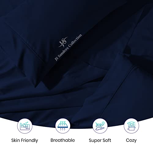 JS Sanders Collection 100% Egyptian Cotton Universal XL-V Berth The Best Boat XL-V Berth Bedding Fits mattresses up to 8β Depth Sheet Set - 1000 Thread Count Navy Blue