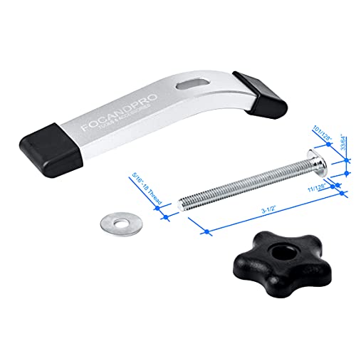 FOCANDPRO T Track Hold Down Clamps- Double-Cut Profile Aluminum T-Track Clamps 6-3/8" L X 1-1/4"W -Woodworking and Clamps-Fine Sandblast Anodized -Silver Color -2 Pack