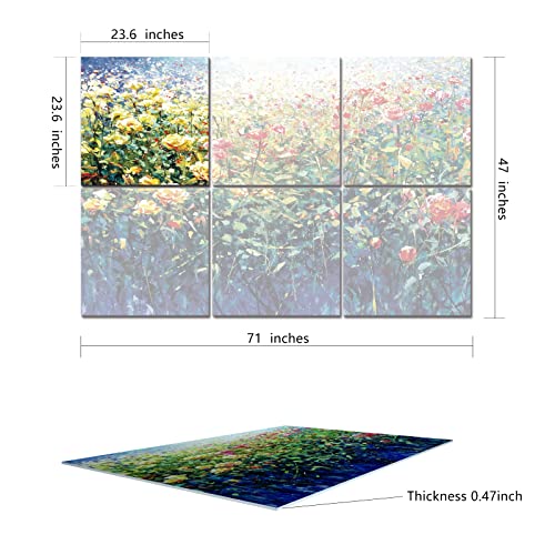 EGINO 6 Pack Art Acoustic Panel 72“x48”inch Acoustical wall panel Better than foam Decorative Sound Absorbing Panel for walls Studio Acoustic Treatment Soundproof wall panel (Flower)