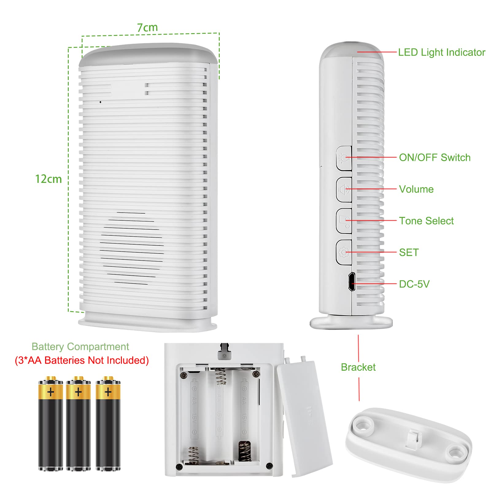 Driveway Alarm Weatherproof Outside Motion Detector Alarm Sensor 1/2 Mile Long Range Wireless Driveway Alarm Sensor Security Alert System 120dB 5 Volume Levels with 16 Chimes for Home and Property
