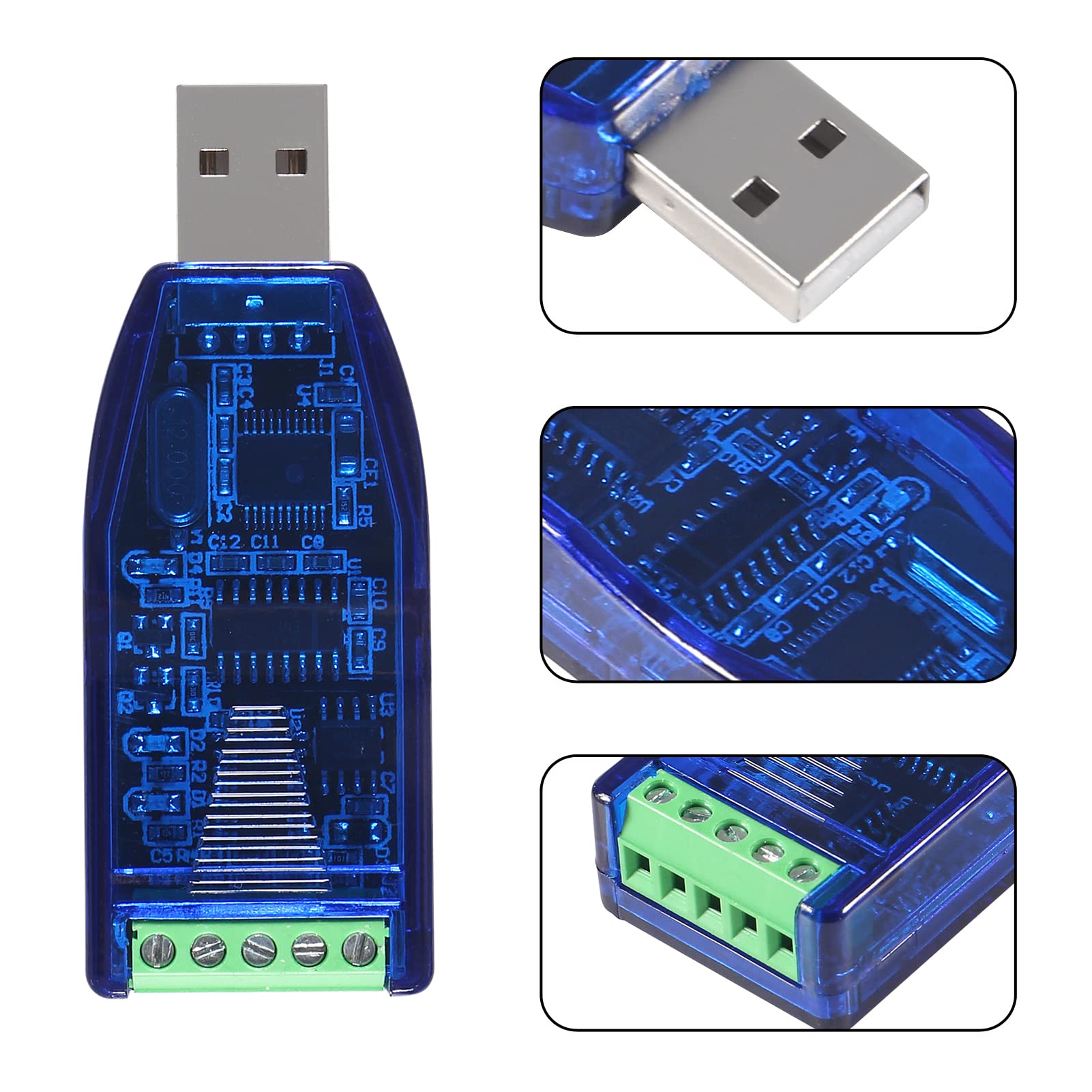 DWEII 2PACK USB to RS485 RS232 Converter with CH340 chip Upgrade Protection RS485 Converter Compatibility V2.0 Standard RS-485 A Connector Board