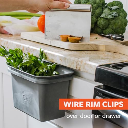 Full Circle Scrap Happy β Food Scrap Collector and Freezer Compost Bin - Hanging Kitchen Countertop Bin for Fruit and Vegetable Waste, Slate