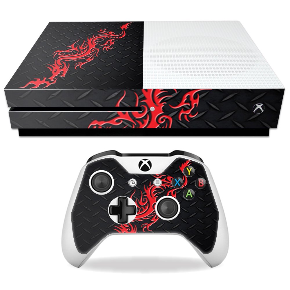 MightySkins Skin Compatible with Microsoft Xbox One S - Red Dragon | Protective, Durable, and Unique Vinyl Decal wrap Cover | Easy to Apply, Remove, and Change Styles | Made in The USA