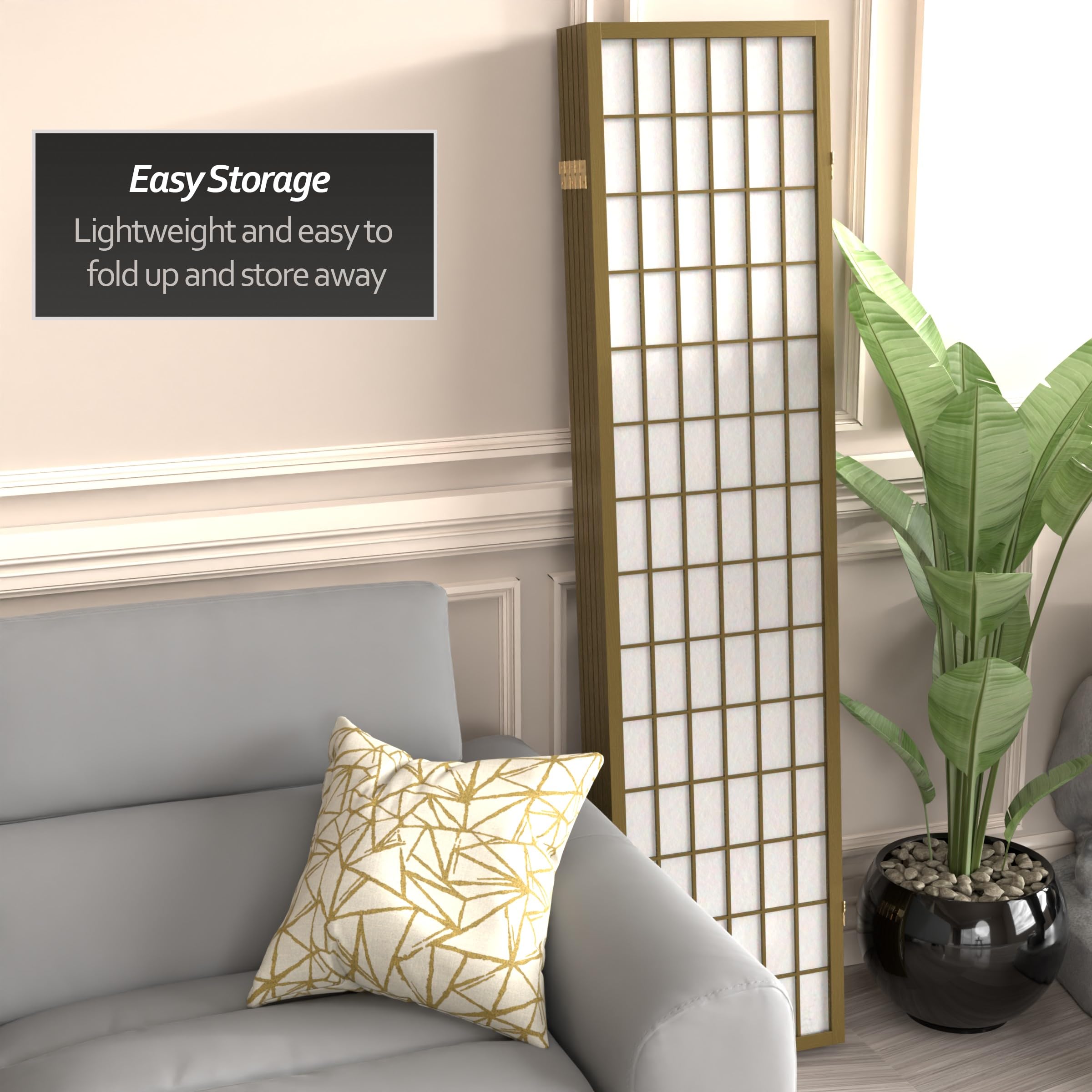Red Lantern 6 ft. Tall Window Pane-Special Edition-Gold-6 Panels Room Divider