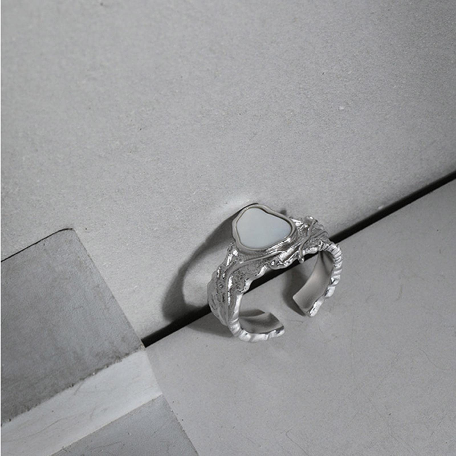 EKHOU 925 sterling silver irregular resizable size open ring, rock punk party casual jewelry silver