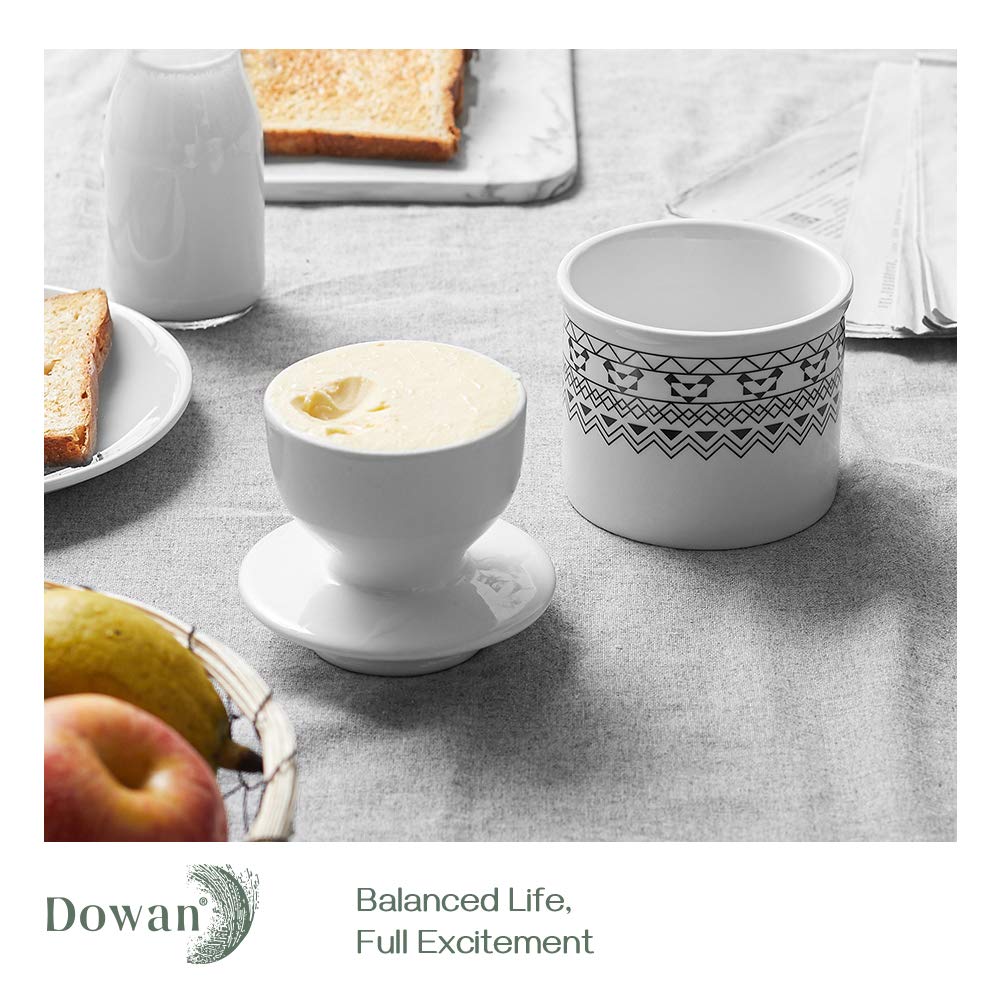 Dowan Butter Crock, Butter Keeper Crock, Keep Butter Soft & Fresh, Butter Crock with Water Line, Dishwasher Safe, French Butter Dish with Flat Lid for Serving, Modern Bohemian Design,unique thanksgivi