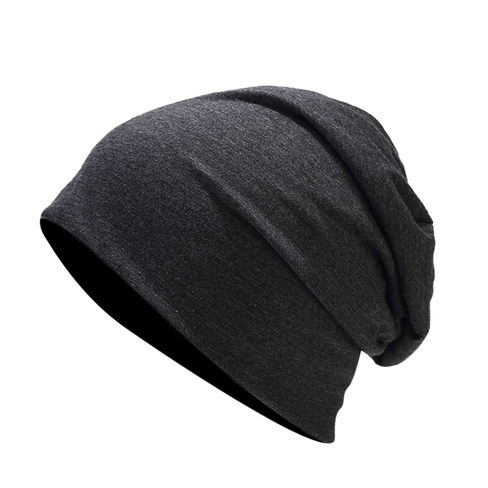 Classic Slouchy Beanie Hat Soft Thermal Baggy Cotton Daily Head Wrap Thin Breathable Hats Sleep Chemo Headwear Dwarf Hat Dark Grey