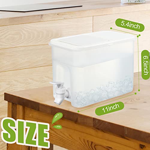 Mimorou Drink Fridge Dispenser with Spigot, Plastic Beverage Dispensers for Parties Stand and Daily Use, Ice Juice Milk Tea Clear Container with Lid