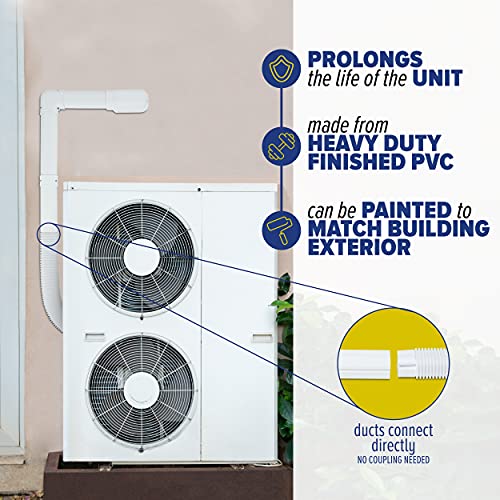 Sealproof Mini Split AC Line Set Cover Kit, 4" Decorative White Professional Grade PVC Kit Provides 15 FT Line Coverage for Ductless Mini Split Air Conditioners and Heat Pumps