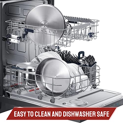 ROYDX Stainless Steel Skillet Saute Pan, 5 Quart Tri-ply Nonstick Large Fry Pans with Lid Single Stay-Cool Handle Cookware, Induction/Electric Gas Cooktops Oven Dishwasher Safe, for Kitchen Camping