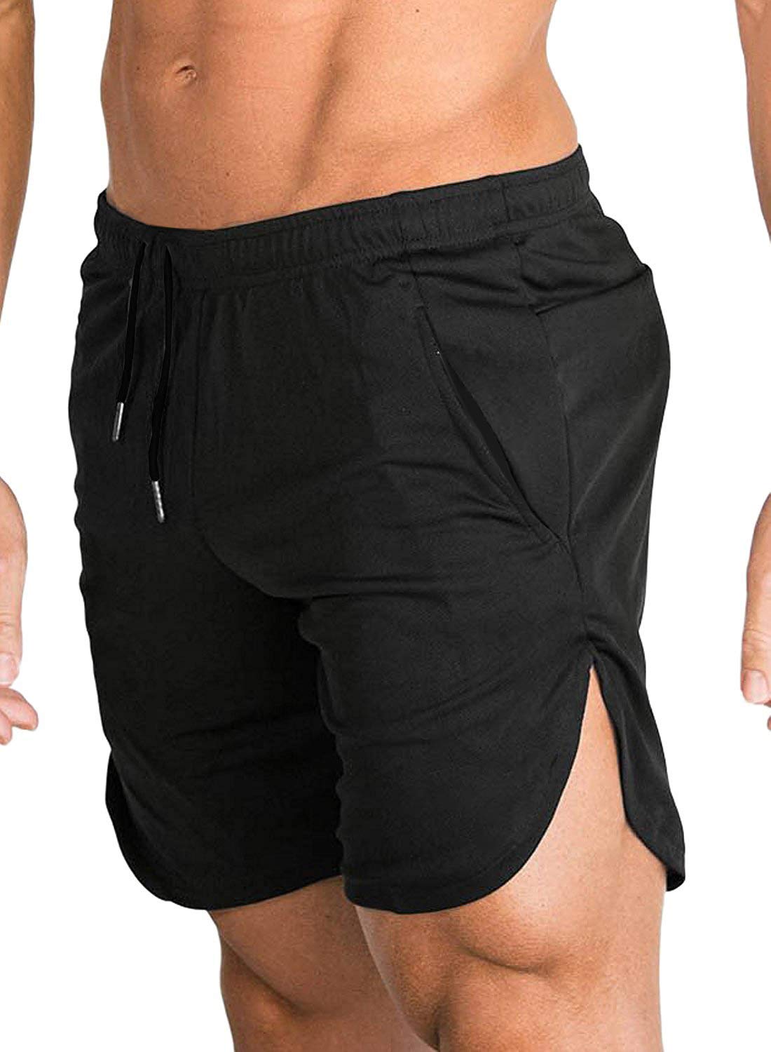 COOFANDY Men's Gym Shorts, 01-Black, Large