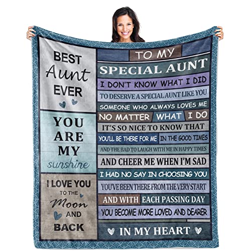 Rqhoqci Aunt Gifts Blanket 50"x60" - Auntie Blanket from Niece - Unique Gifts for Aunts - Birthday Gifts for Aunt from Niece and Nephew - Aunt Gifts for Birthday Mothers Day Christmas