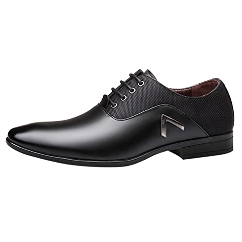 Classical Style Leather Shoes for Men Slip On PU Leather Low Rubber Sole Block Heel Work Mens 11 Black